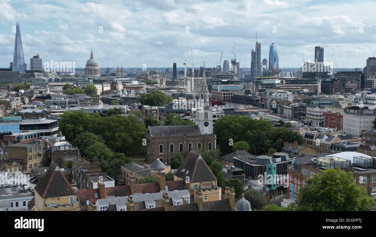 Aerial views across london from the north of london in the faringdon ...