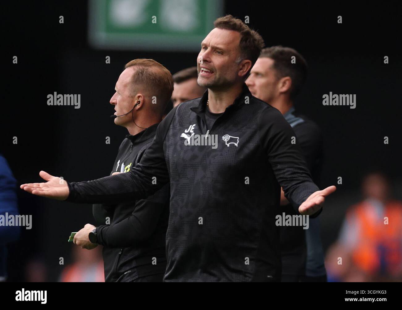 Derby County manager John Eustace during the Sky Bet Championship match ...