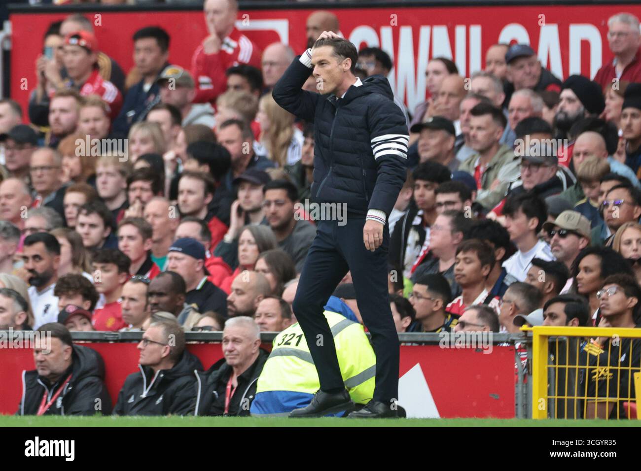 Scott Parker manager of Burnley reacts during the Premier League match ...