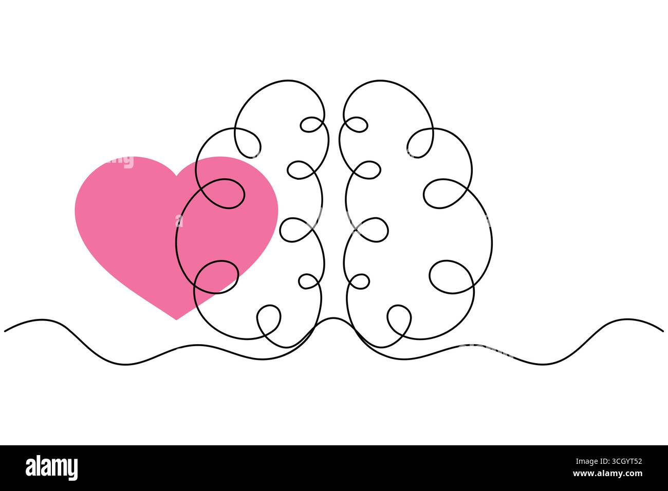 Abstract Human Brain One Line Art Vector Creative Minimalist Continuous ...