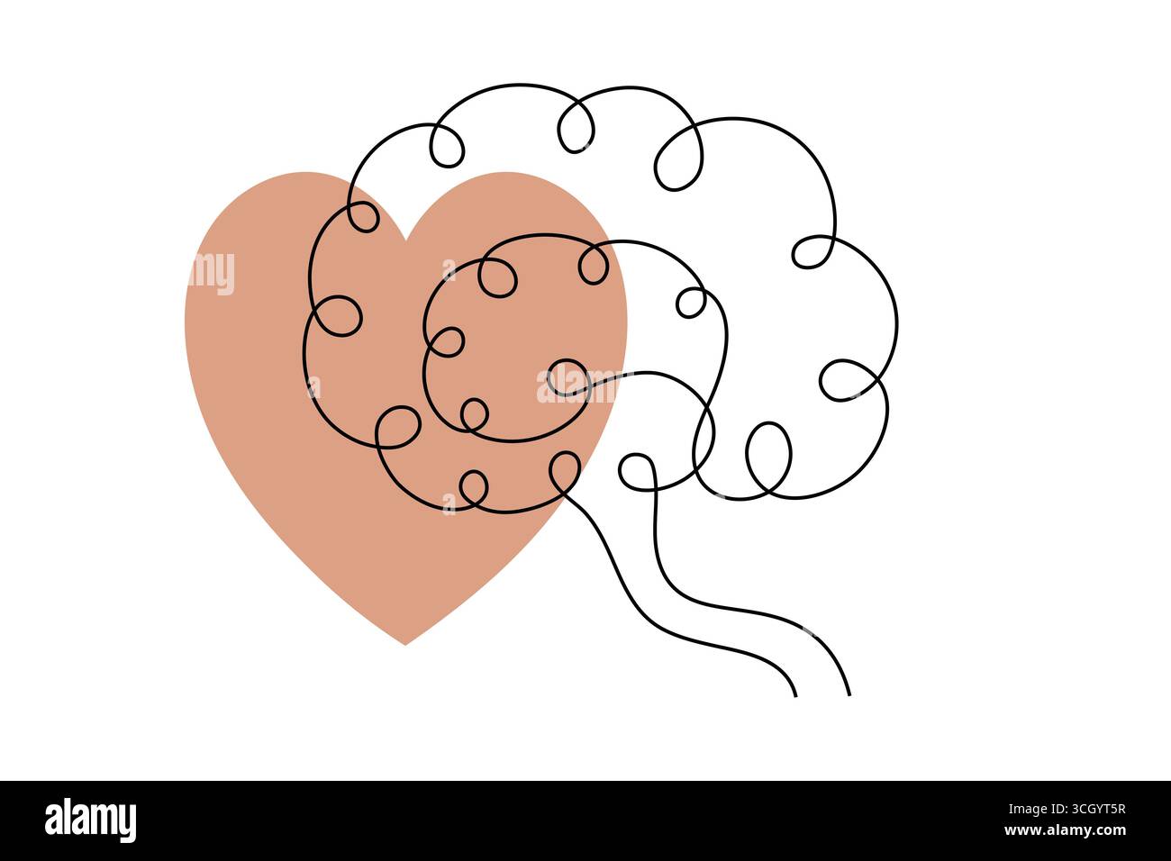 Abstract Human Brain One Line Art Vector Creative Minimalist Continuous ...