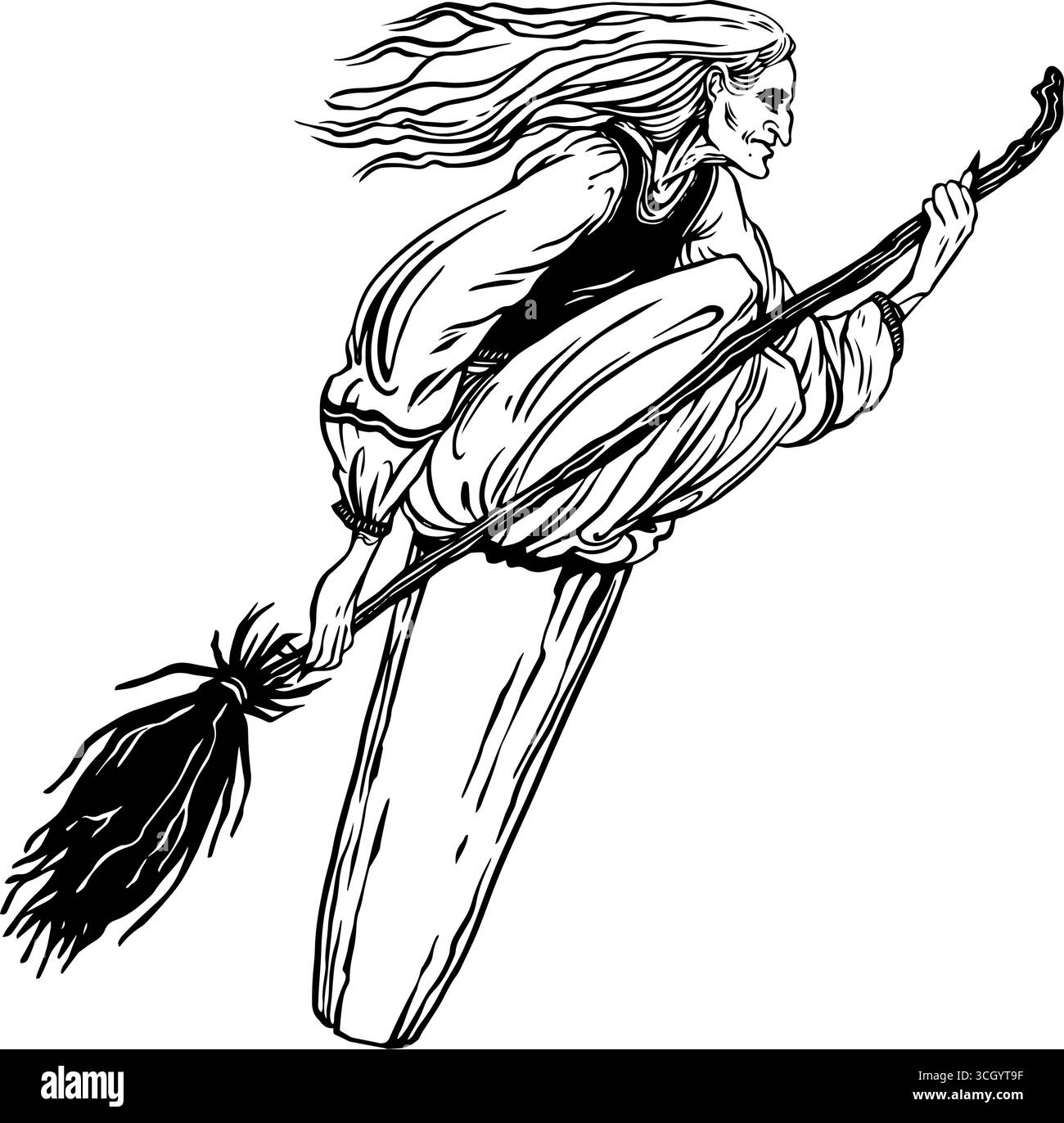 Baba Yaga is a old witch from Slavic folklore, mythology, fairy Stock ...