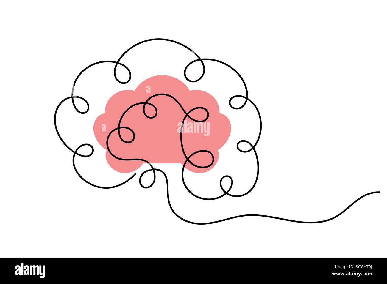 Abstract Human Brain One Line Art Vector Creative Minimalist Continuous ...
