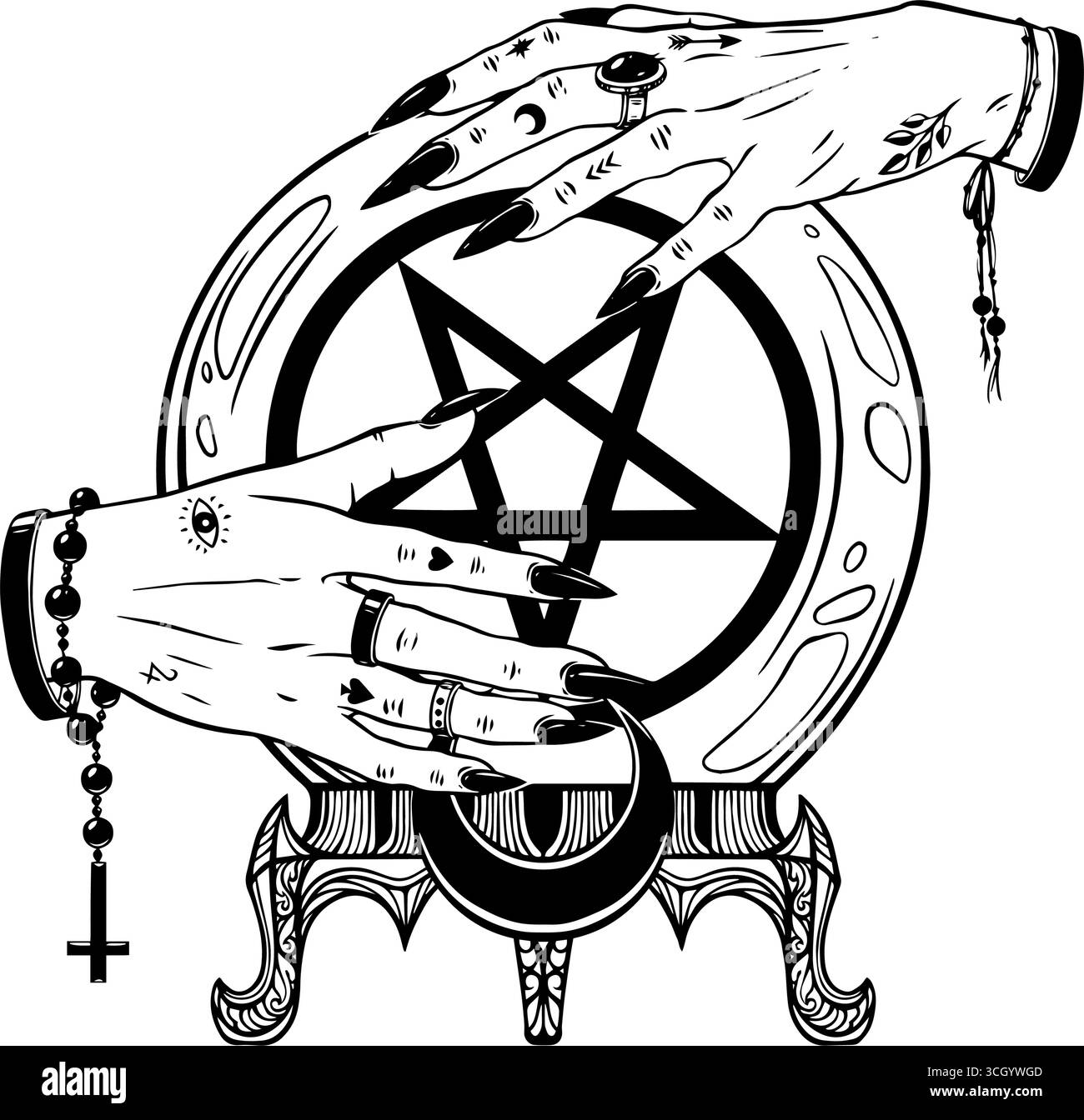 Crystal ball of predictions with pentagram. Mystical fortune teller ...