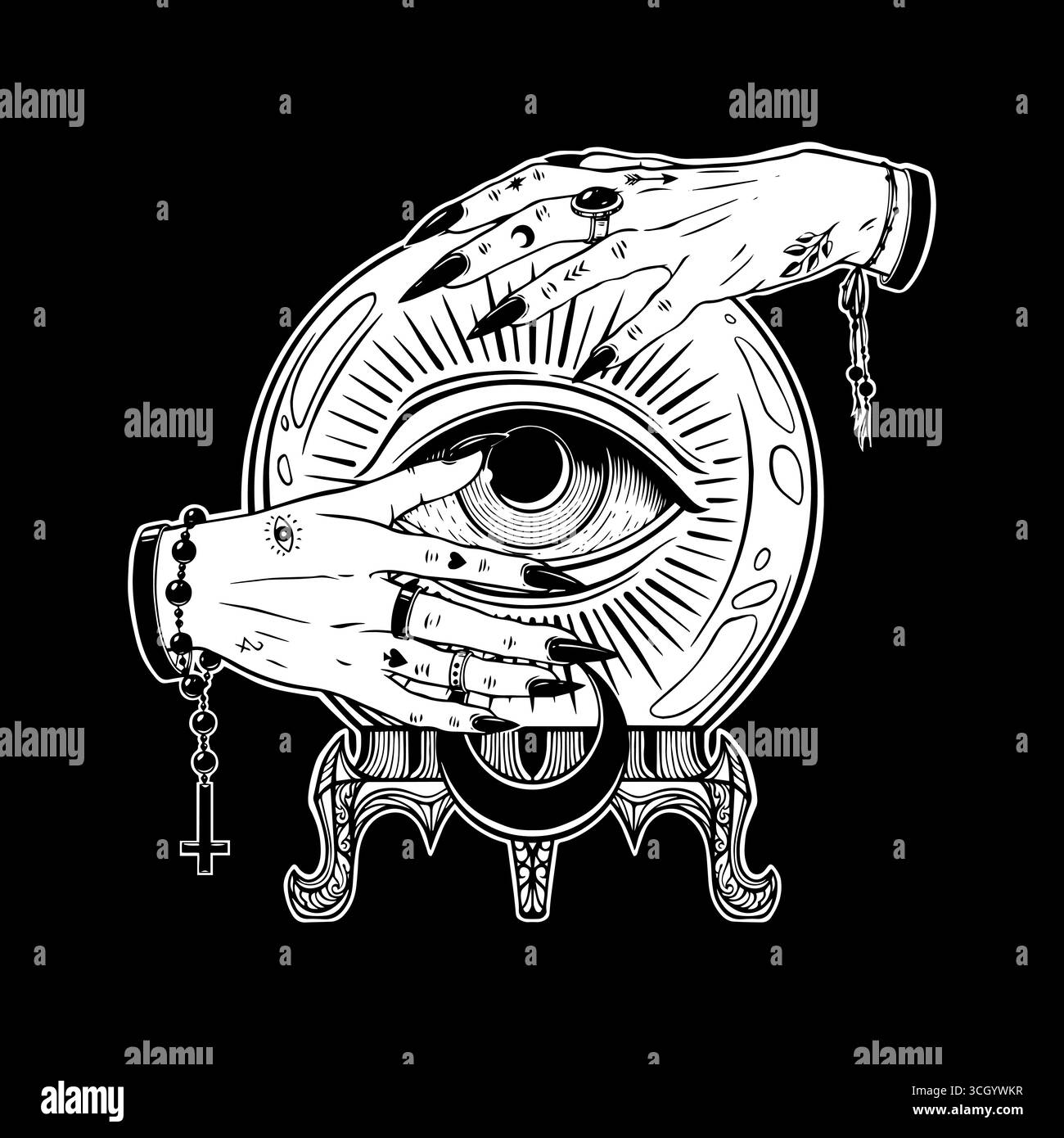 Crystal ball of predictions with eye. Mystical fortune teller using a ...