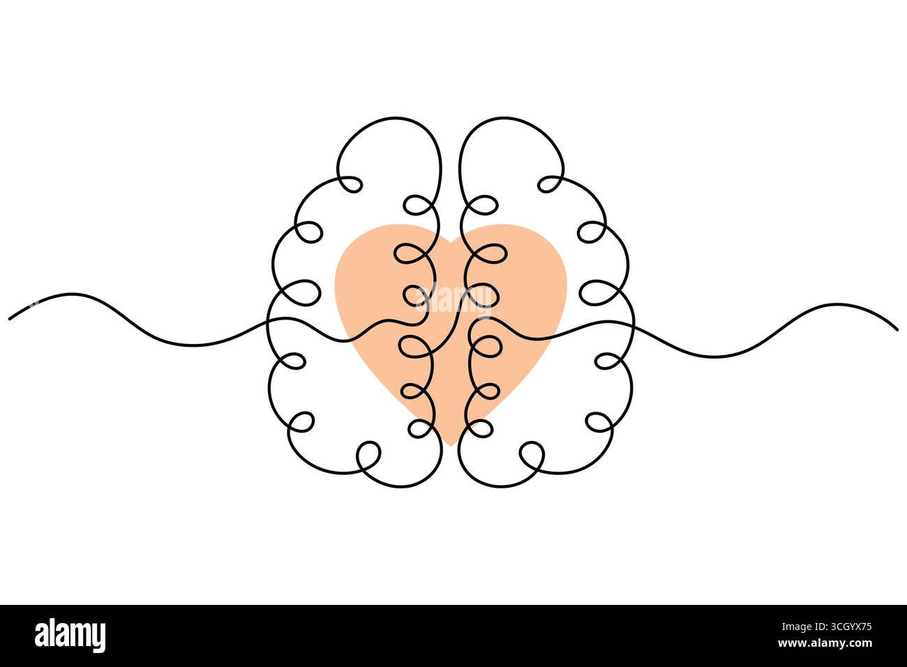 Abstract Human Brain One Line Art Vector Creative Minimalist Continuous ...