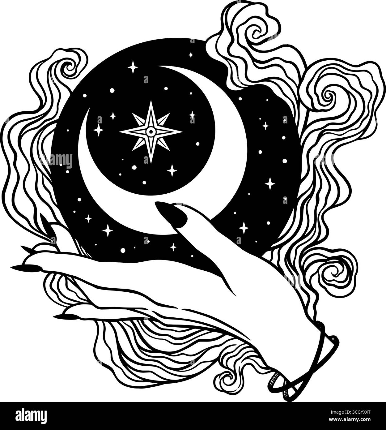 Crystal tattoo Black and White Stock Photos & Images - Alamy