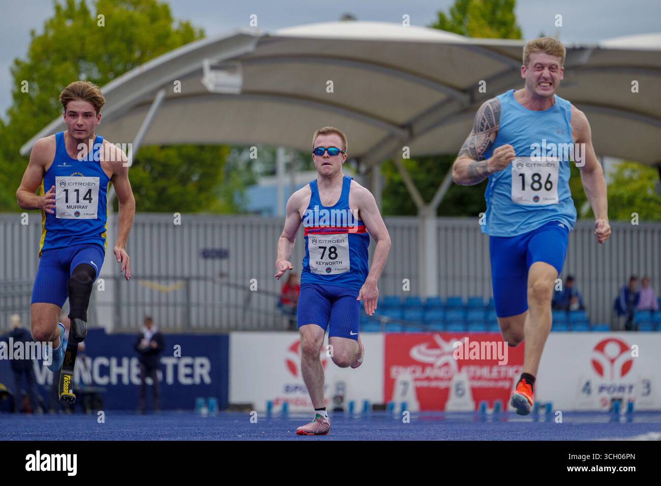 Manchester, UK. 30th August 2025. Para Ambulant 100m Sprint Final at ...