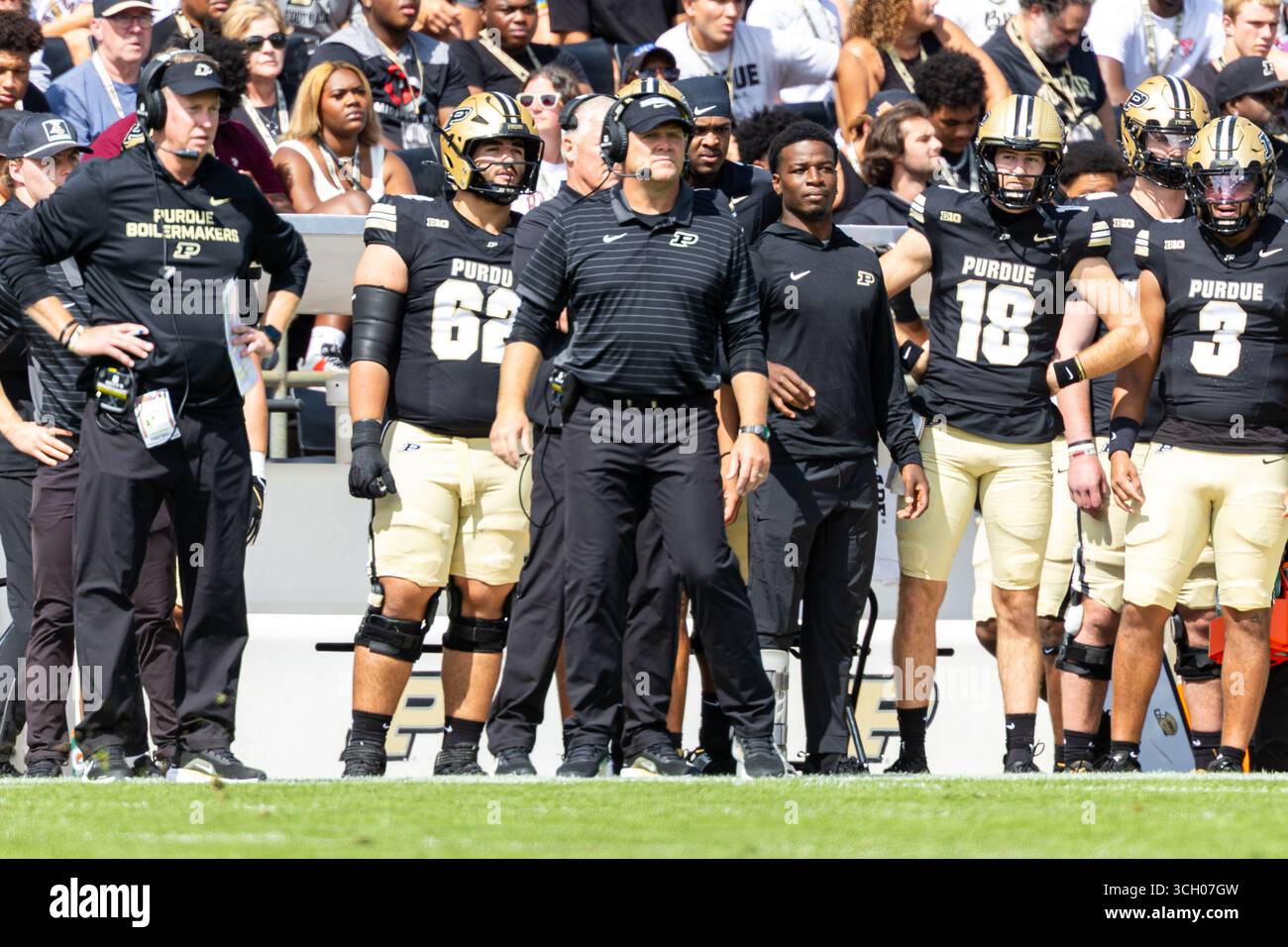 August 30, 2025: Purdue head coach Barry Odom own the sidelines during ...