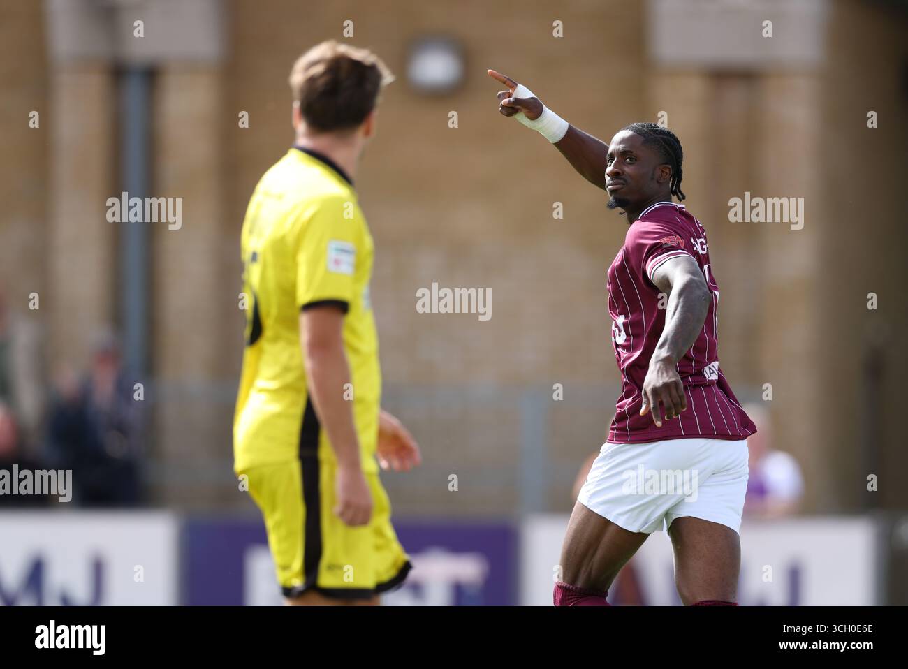 David Longe-King. of Chelmsford City, celebrates his goal during the ...
