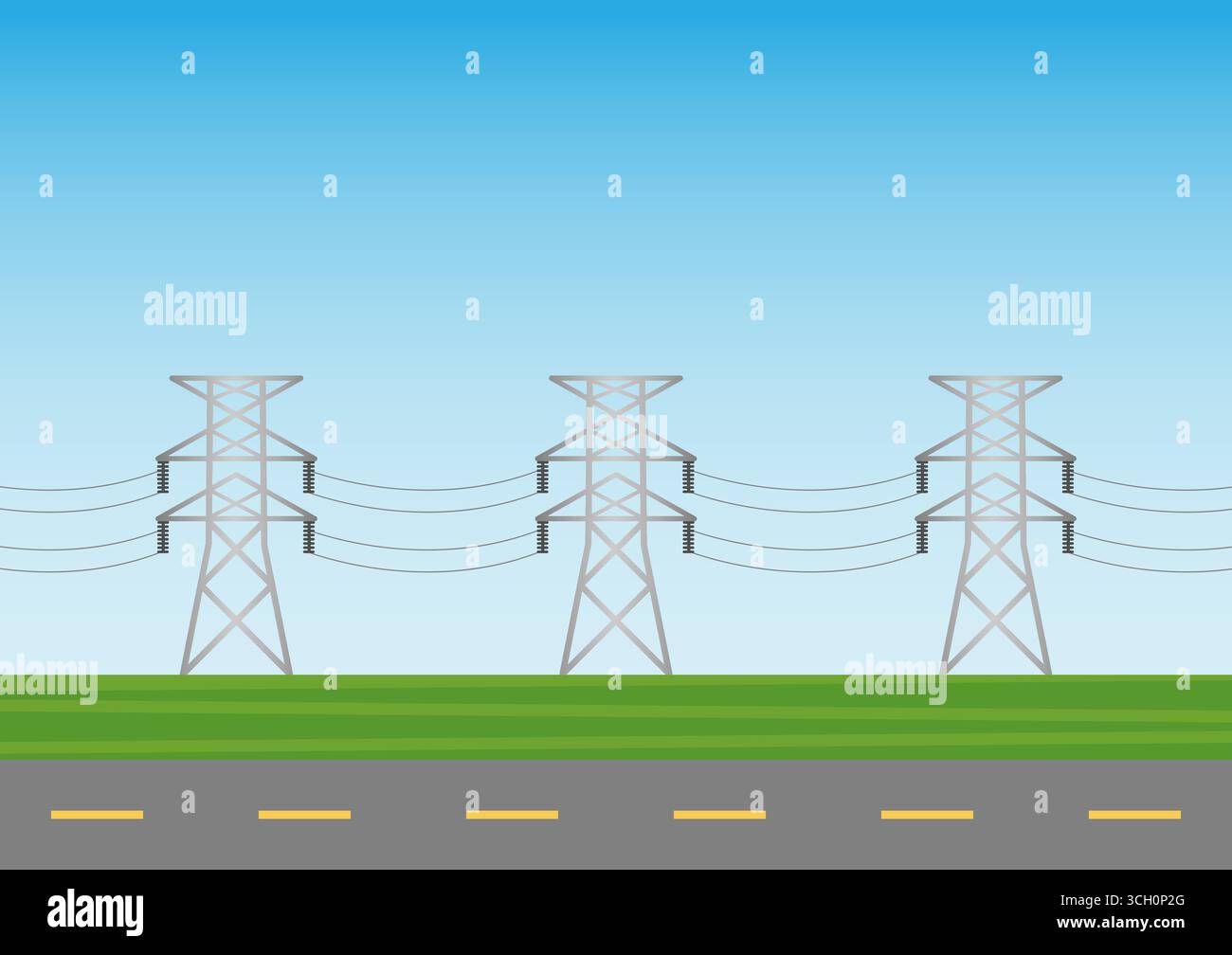 Electric tower in a field. Electric pylons. High voltage pole. Power ...