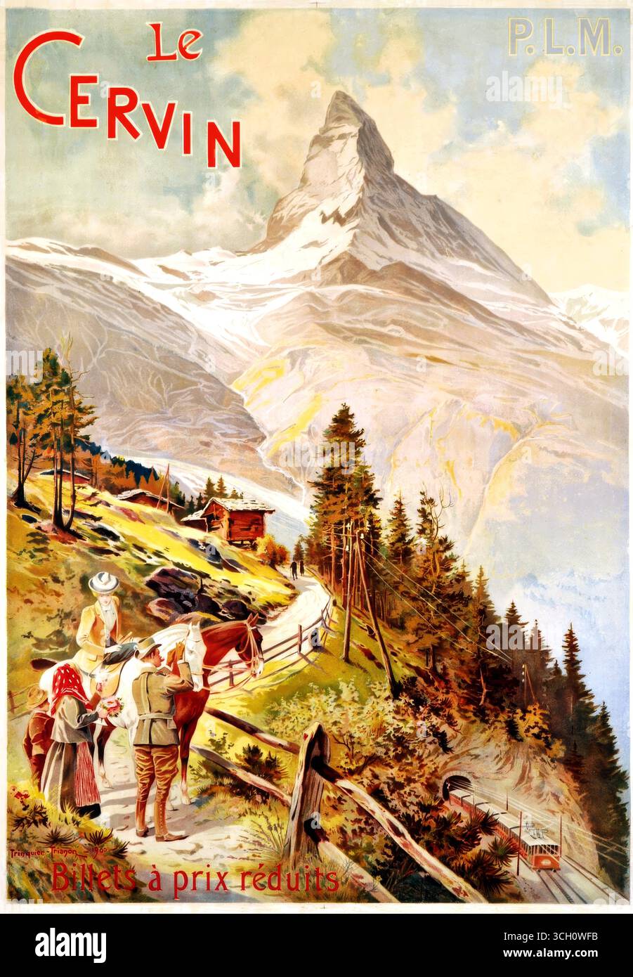 A gorgeous 1900 vintage travel poster for the Matterhorn and Zermatt in ...
