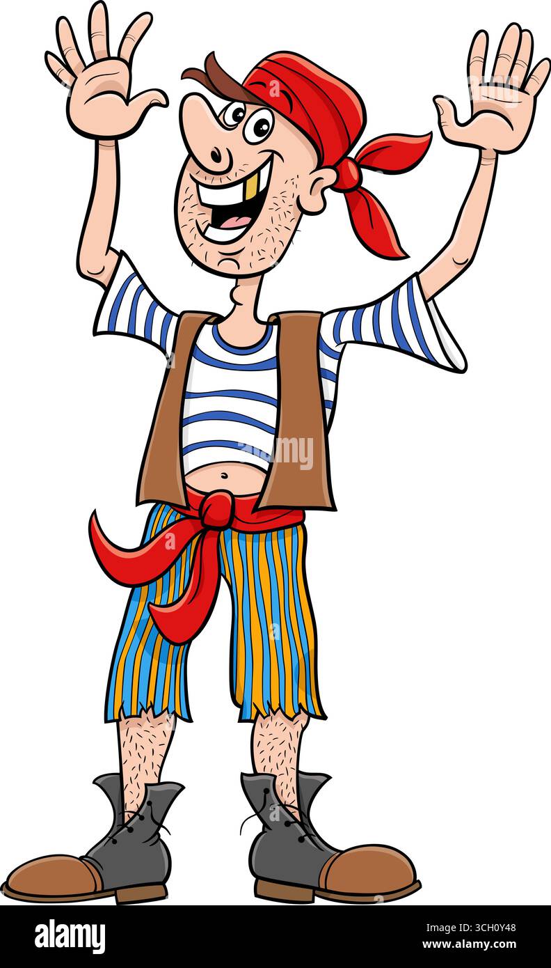 Cartoon illustration of happy young pirate comic character Stock Vector ...