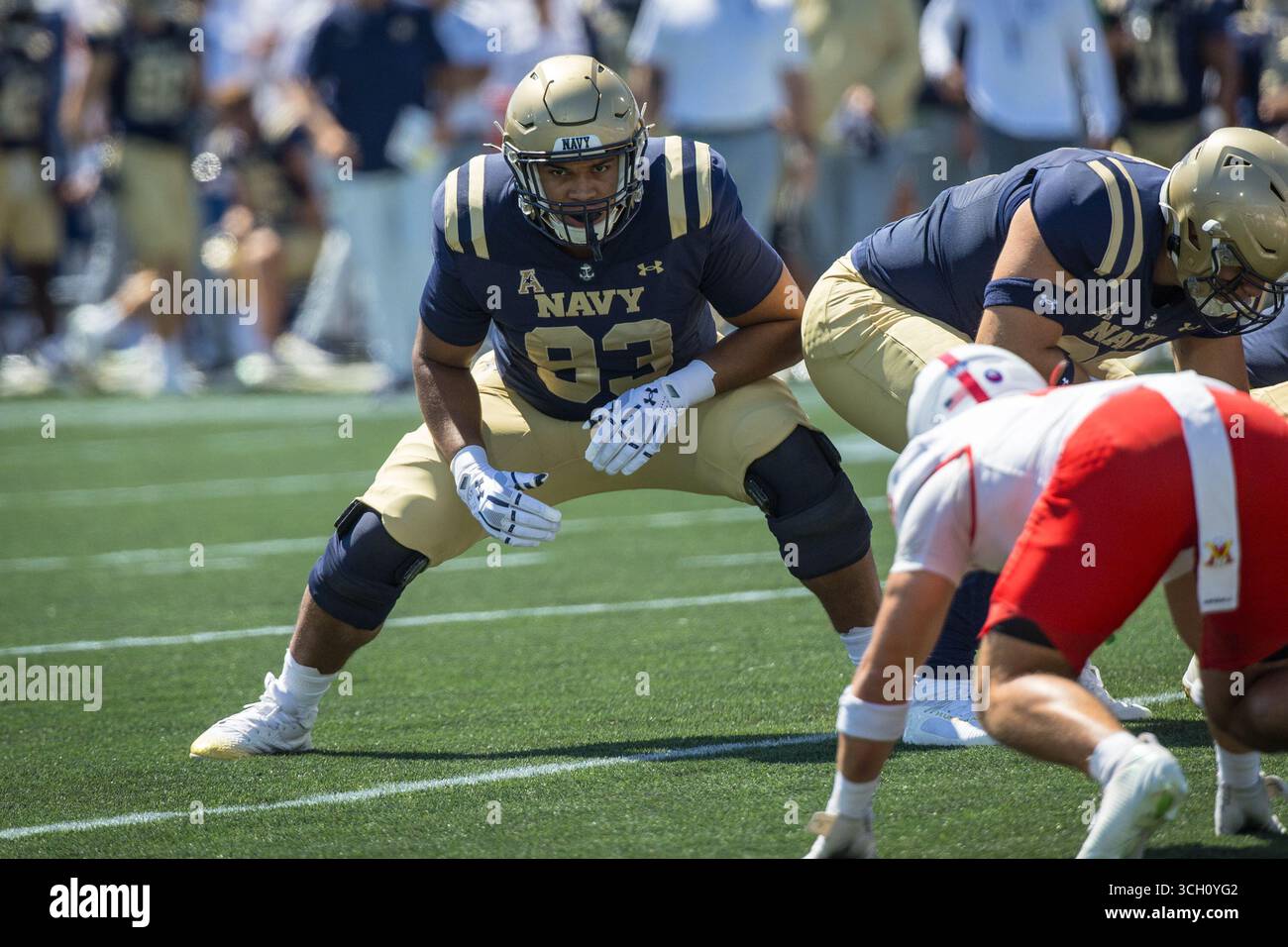 August 30, 2025: Navy Midshipmen offensive lineman Malcolm Johnson (93 ...
