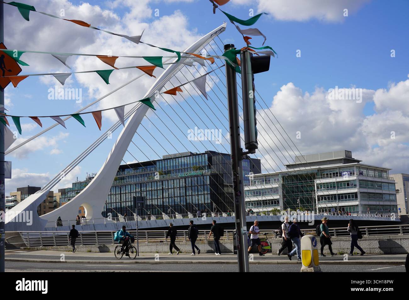 The Samuel Beckett Bridge in Dublin, with its unique harp-like ...