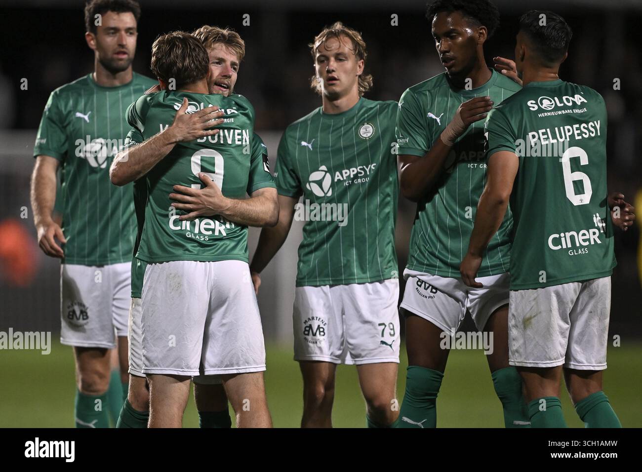 Lommel, Belgium. 30th Aug, 2025. Lommel's Tom Reyners celebrates after ...