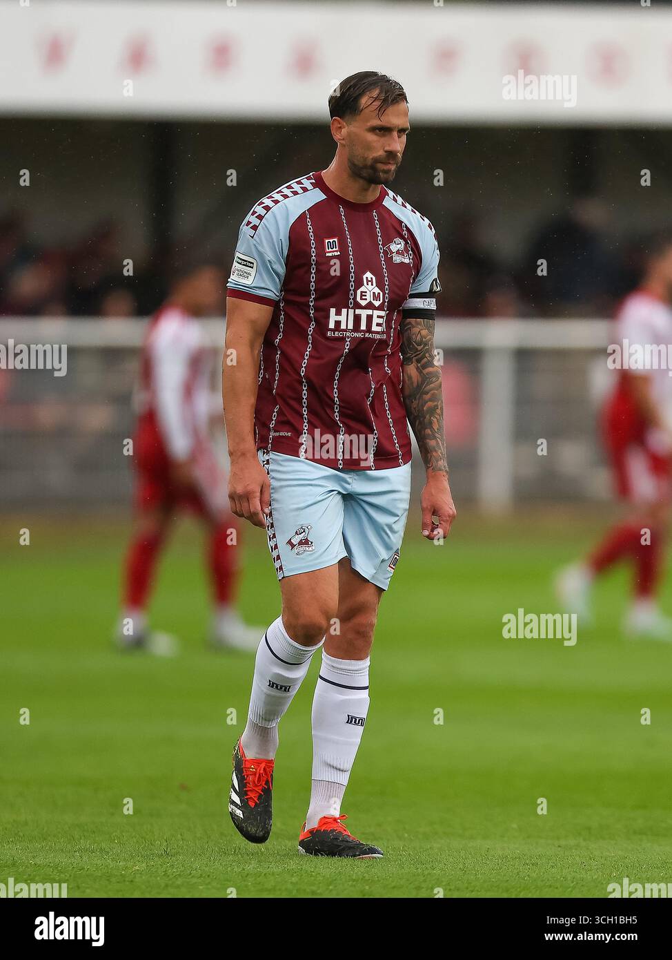 Brackley, UK. 30th August 2025. Andrew Boyce of Scunthorpe United ...