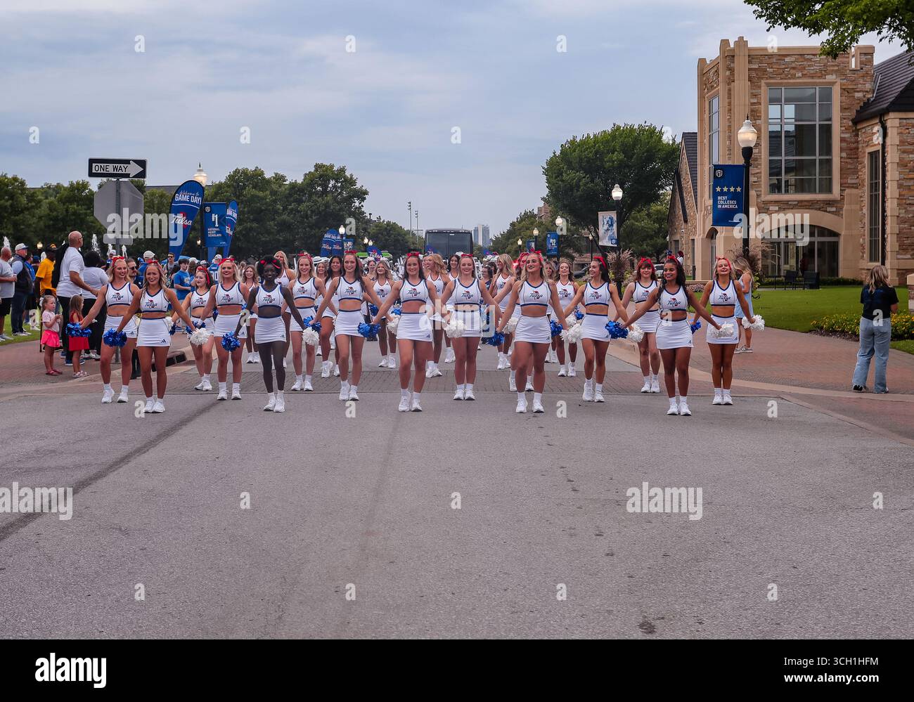 August 30, 2025:.Tulsa Cheer squad lined up for the pregame walk before ...