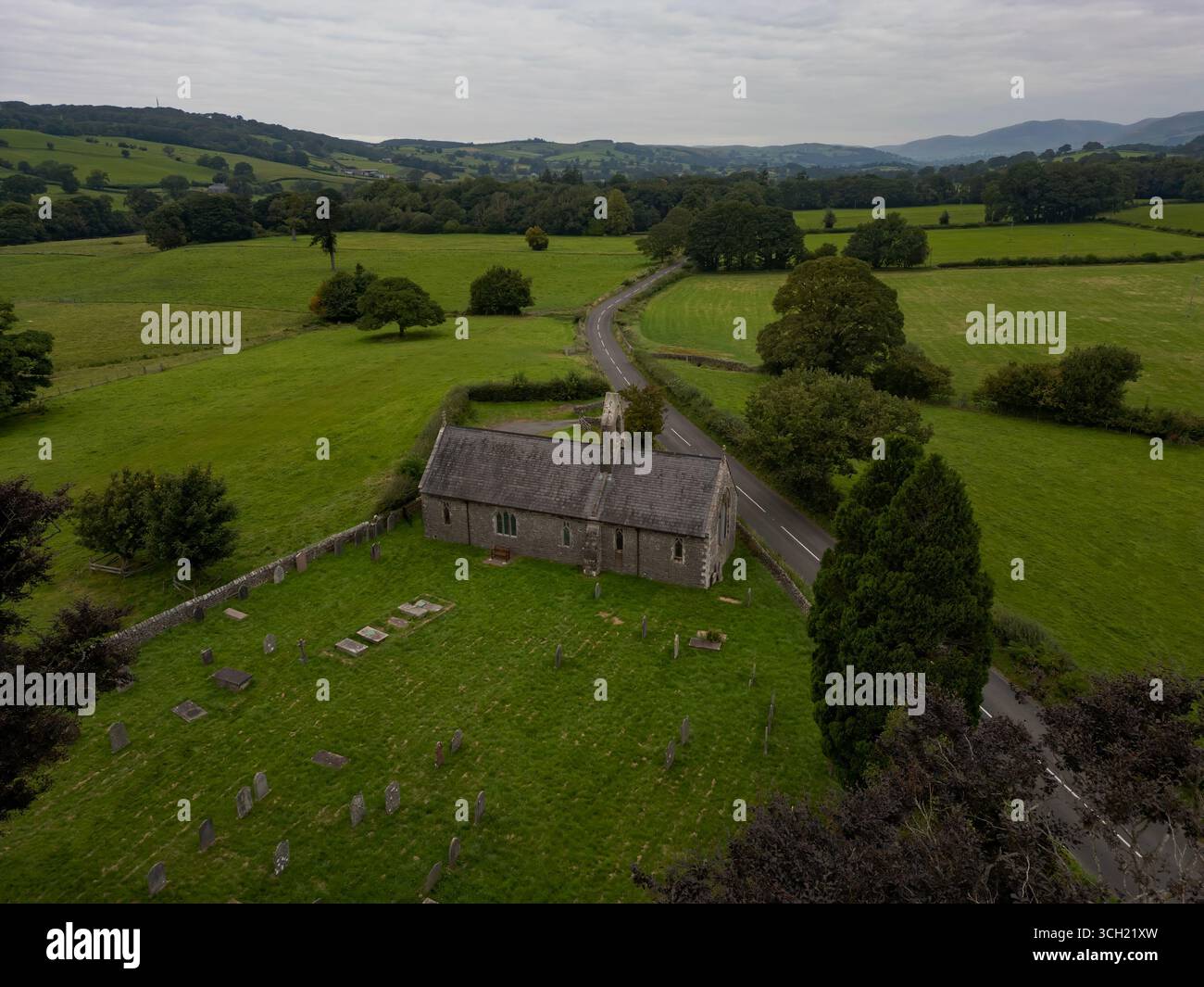 An aerial view of the Church of the Holy Ghost in Middleton, Cumbria ...