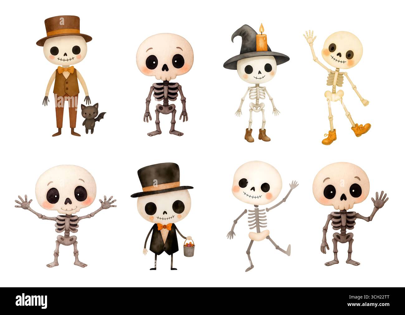 Watercolor Halloween Pack with Ghosts Pumpkins Witches and Bats ...