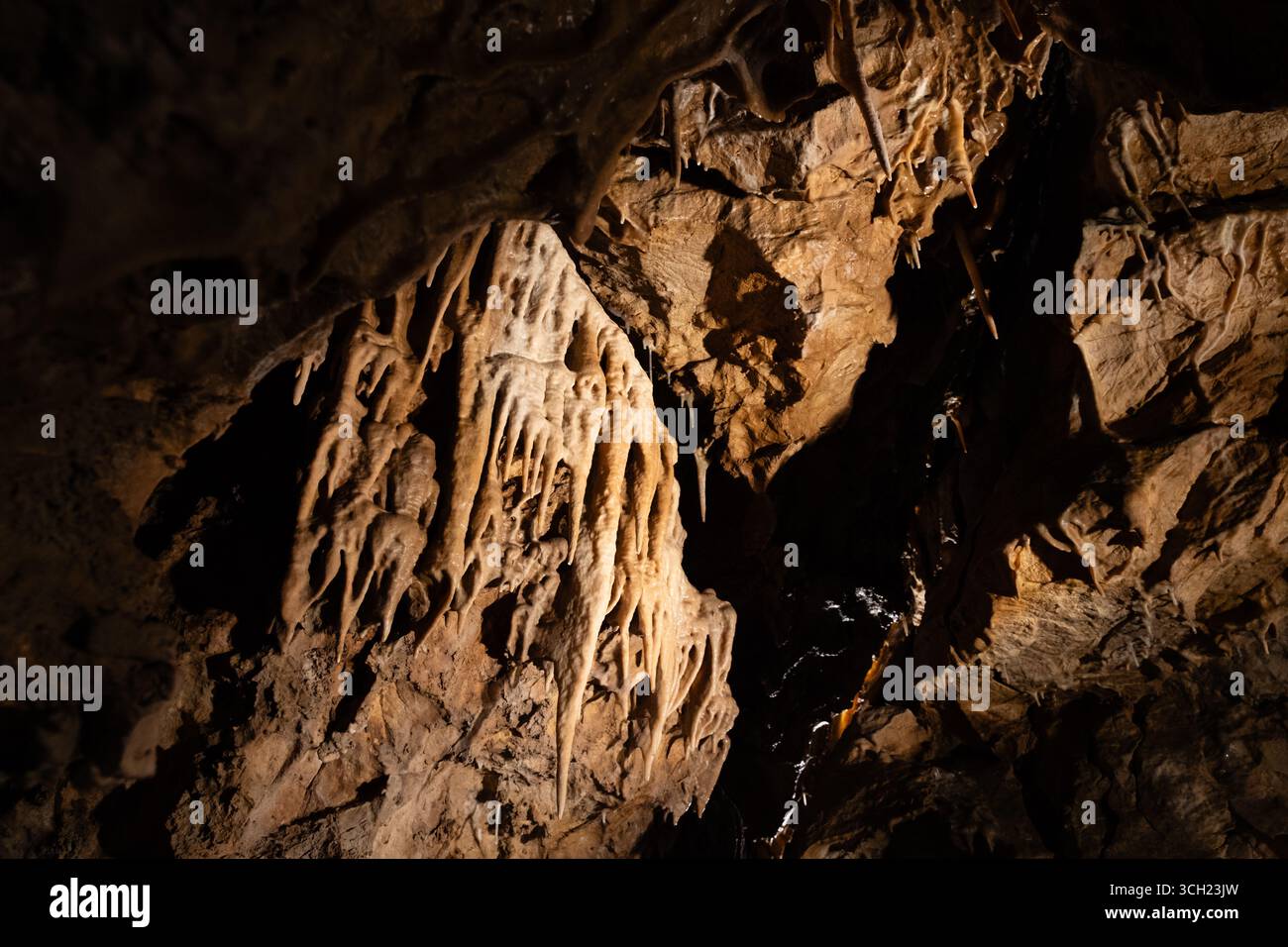 Natural underground dolomite formations in the Bozkov Dolomite Caves ...
