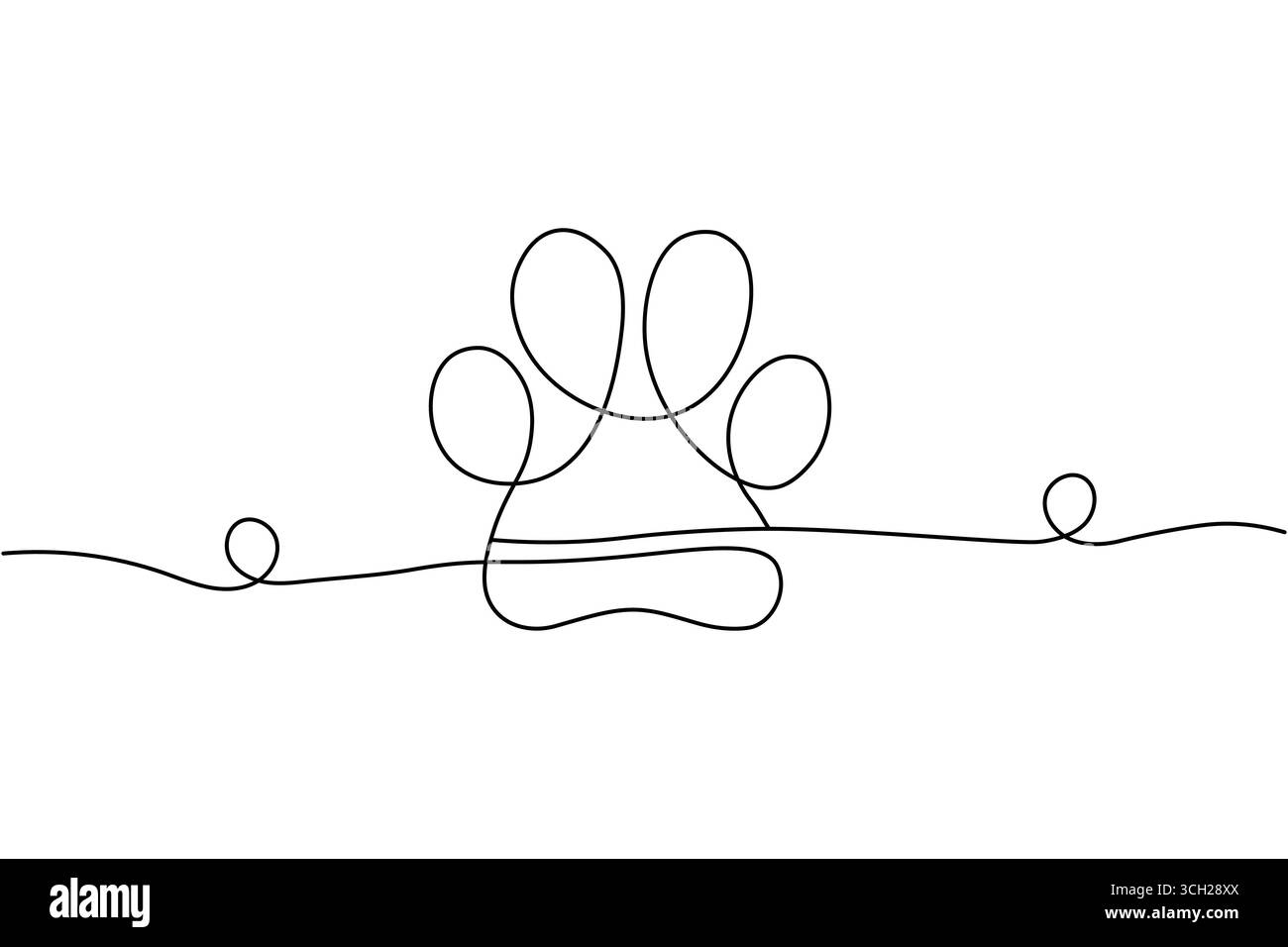 Single Line Dog Paw Print With Swirls animal Stock Vector Image & Art ...