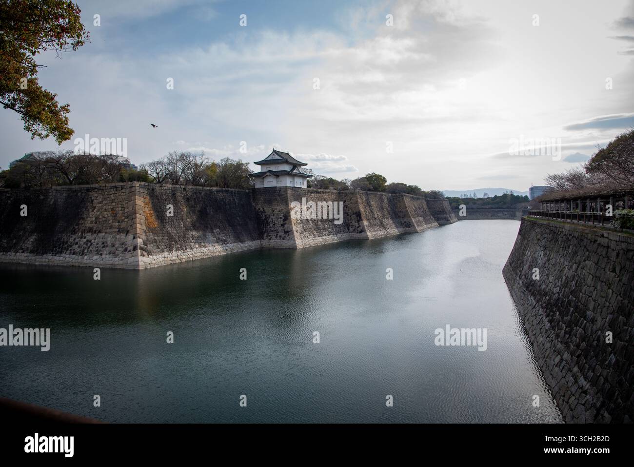 Stone Walls and Moat at Osaka Castle Japan. Historic Osaka Castle ...
