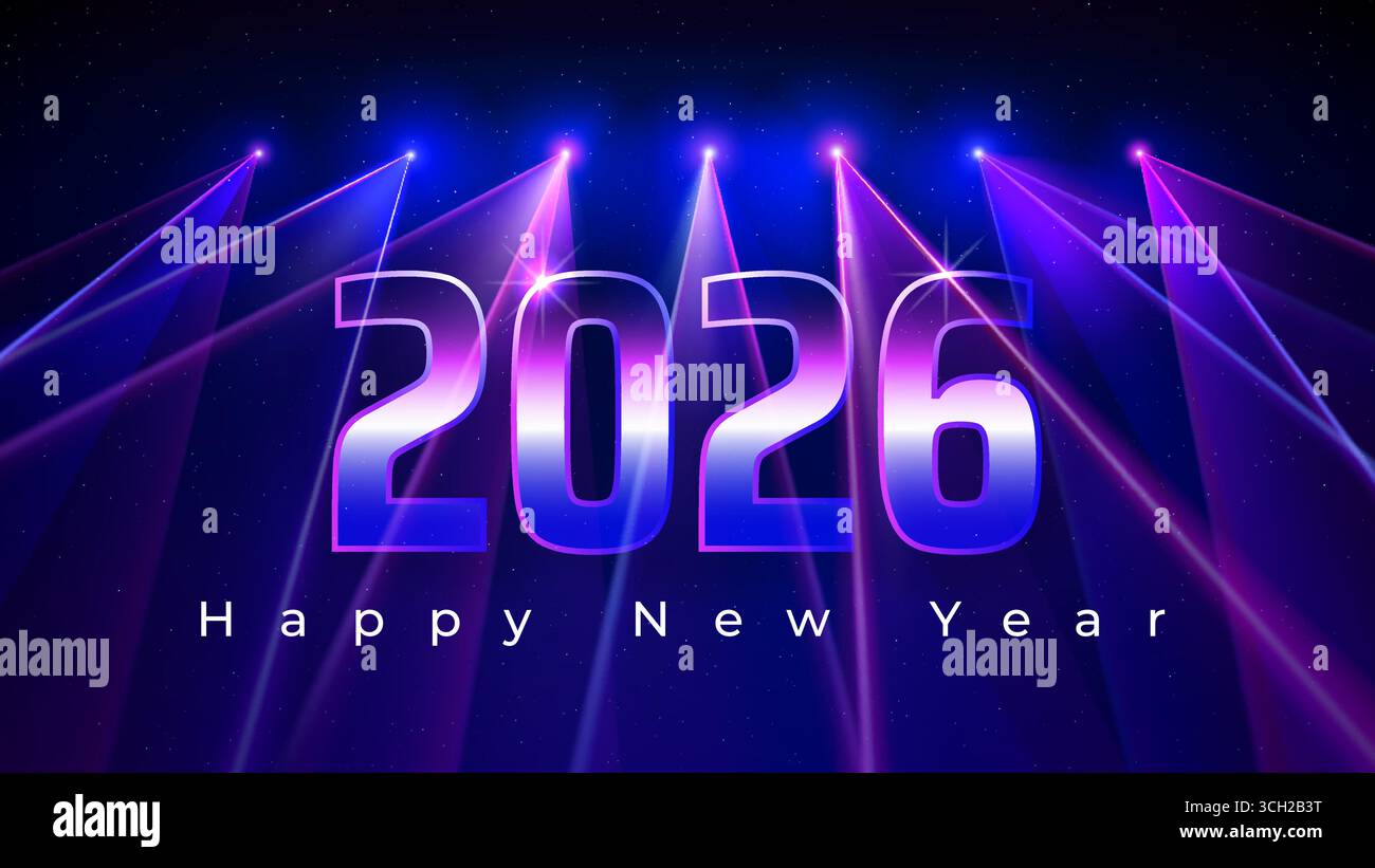Glowing purple numbers 2026 hi-res stock photography and images - Alamy