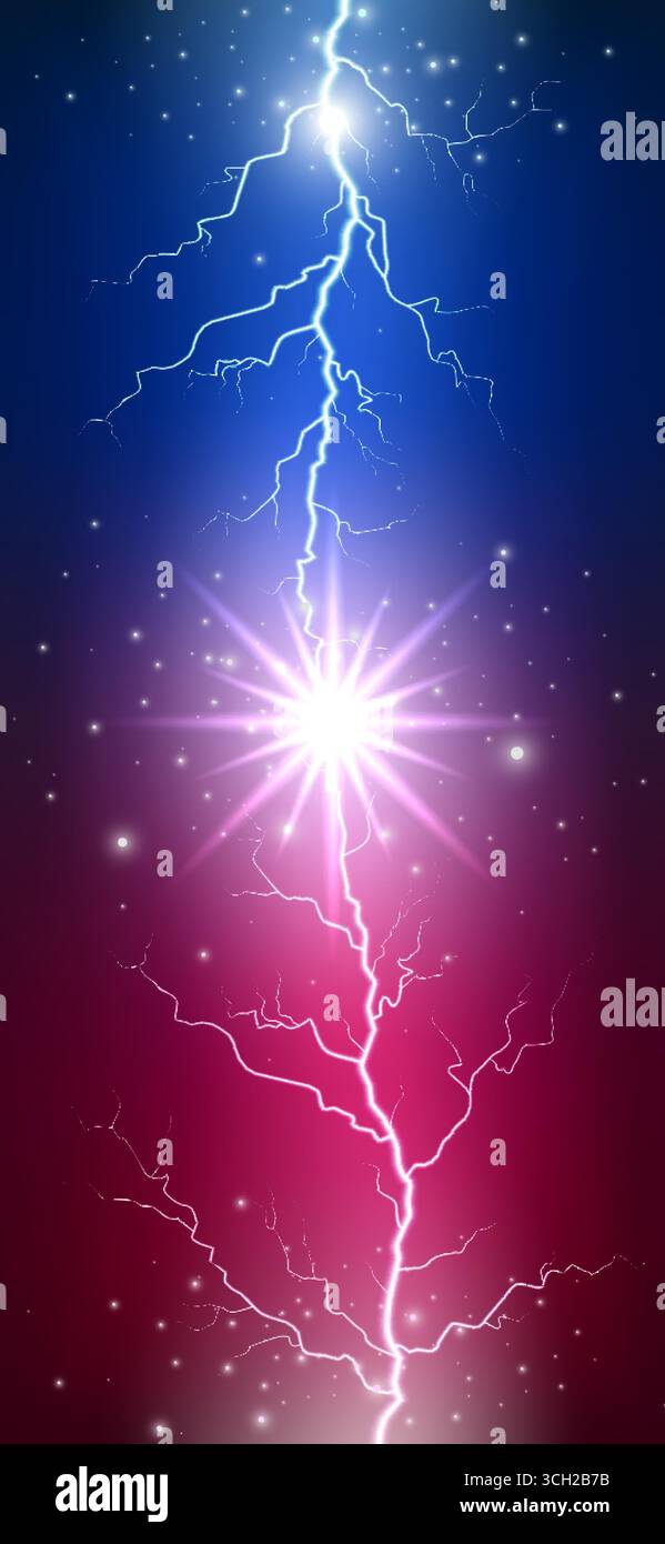 Battle of red blue lightning smartphone wallpaper, background. Thunder ...