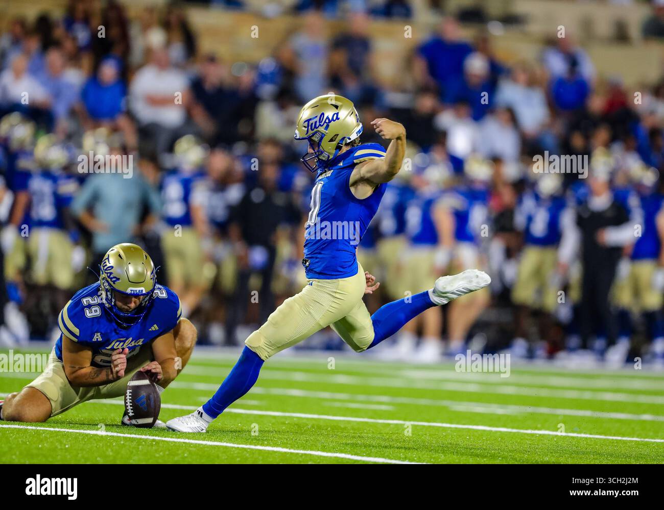 August 30, 2025:.Tulsa Golden Hurricane place kicker Seth Morgan (11 ...