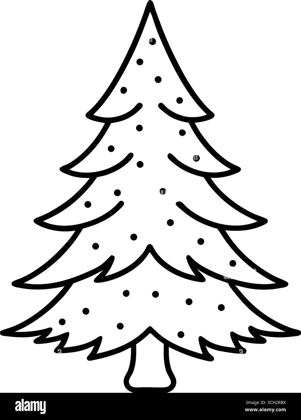 Simple stylized christmas tree outline decorated with dots for festive ...