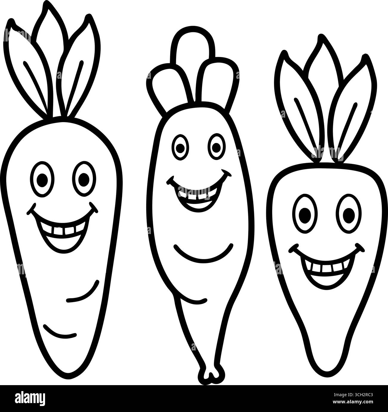 Kawaii smiling carrot cute Black and White Stock Photos & Images - Alamy
