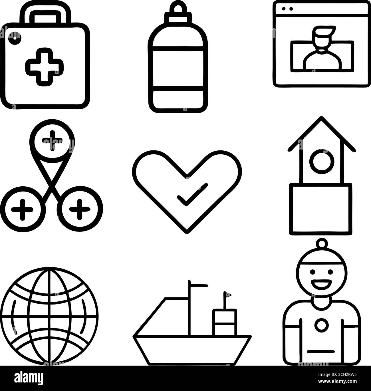 Collection of medical icons ambulance first aid kit bandages iv drip ...