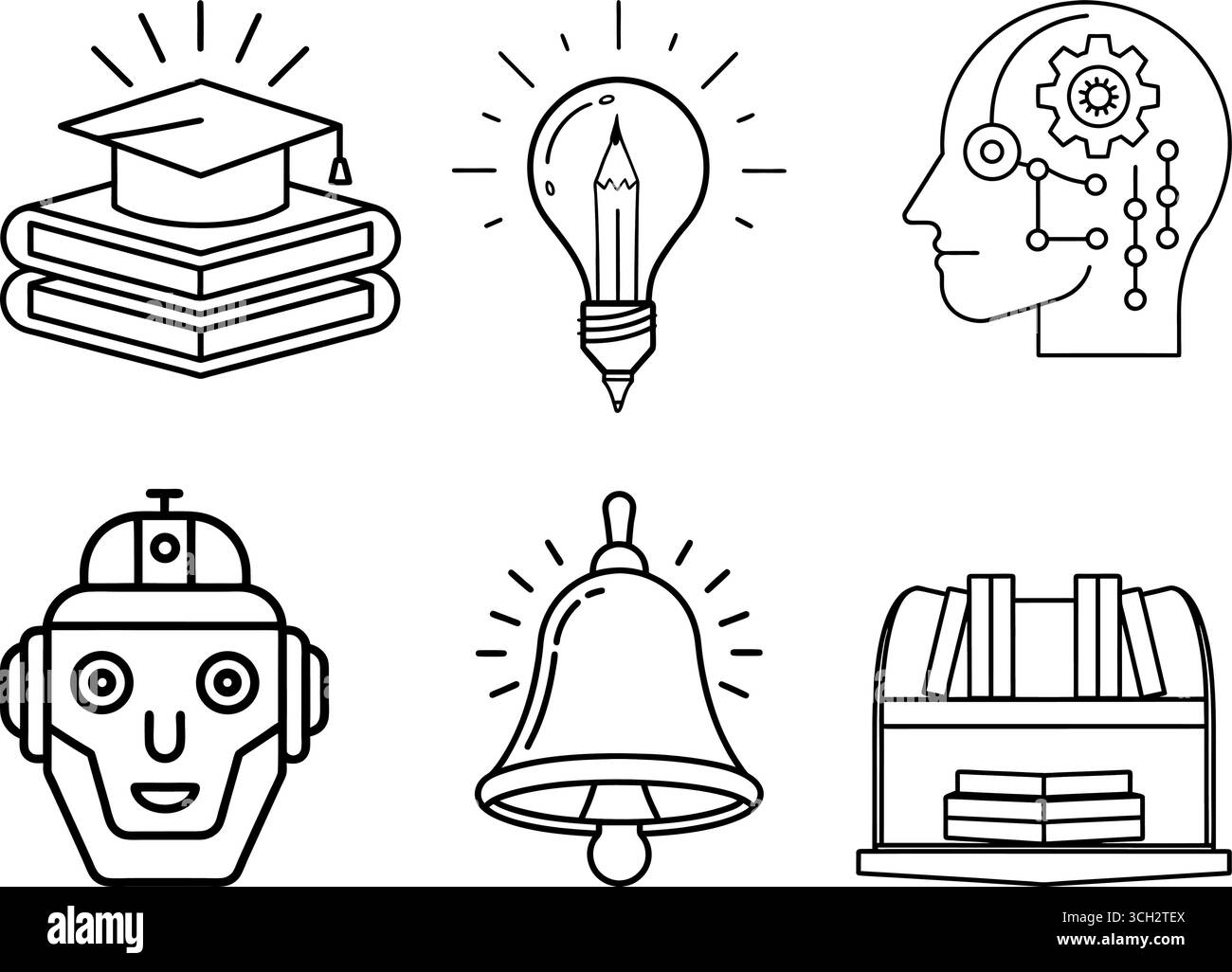 Collection of education technology and artificial intelligence icons ...