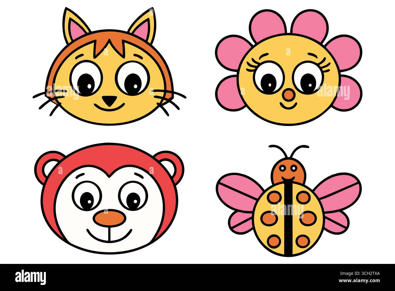 Set cute cat faces Stock Vector Images - Alamy