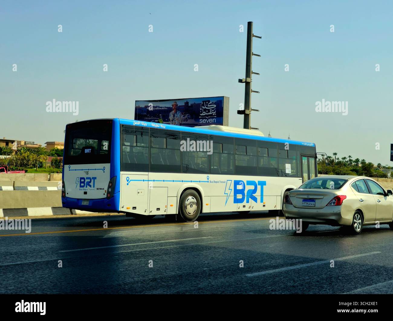 Cairo, Egypt, August 15 2025: The Bus Rapid Transit (BRT) project is ...