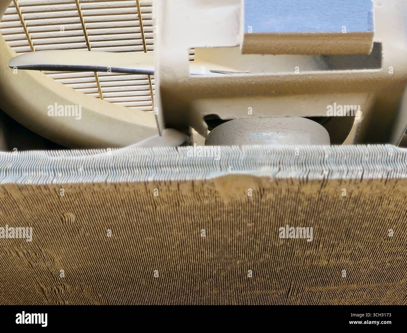 Dirty dusty condenser coil and the internal components of the outdoor ...