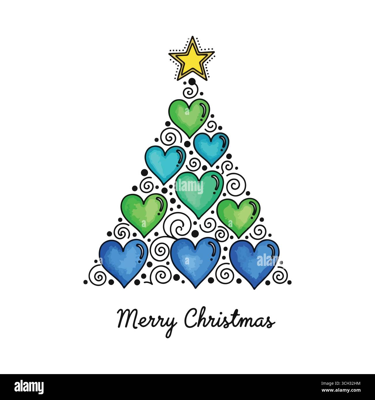 Love hearts christmas tree Stock Vector Images - Alamy