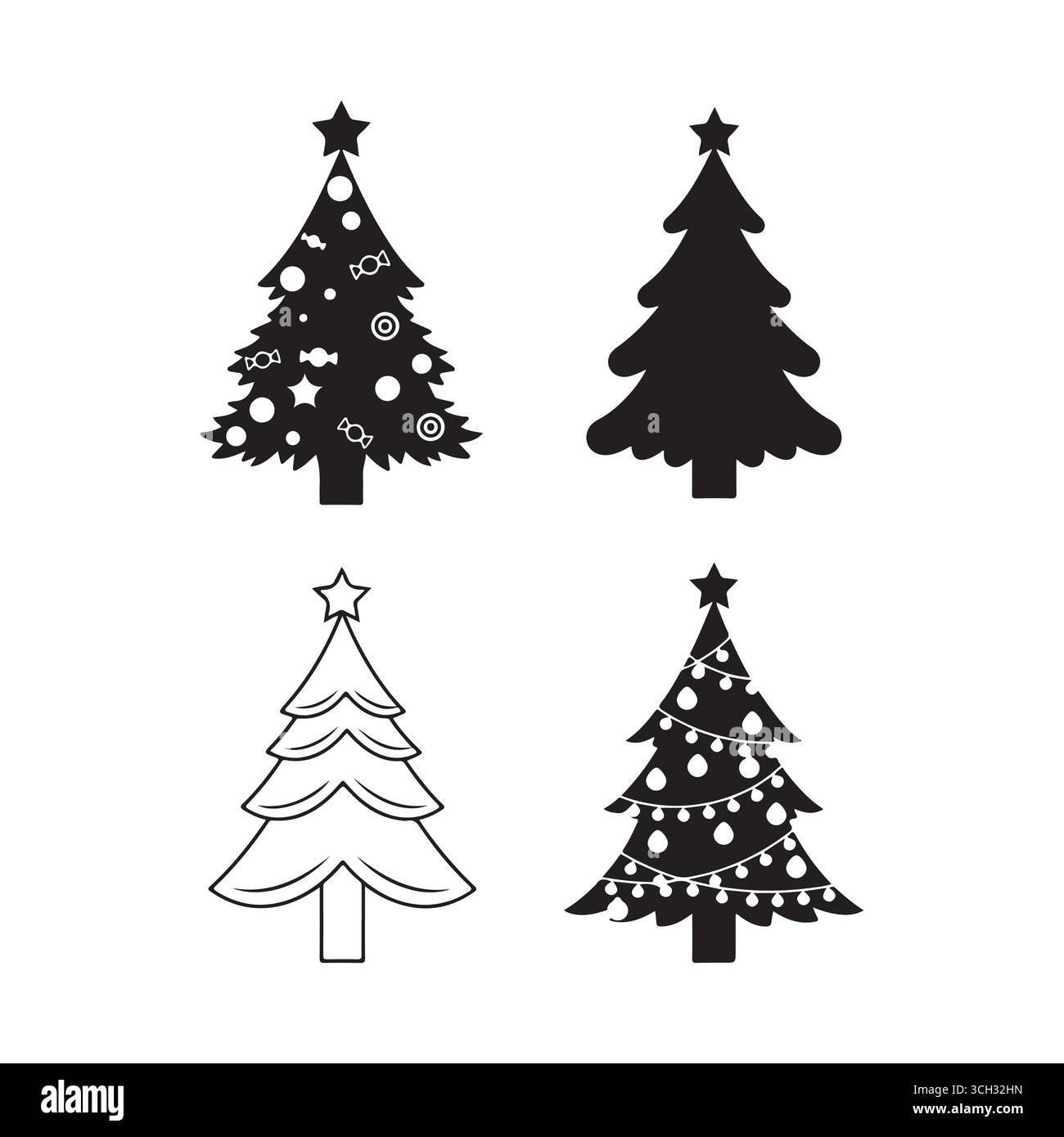 Christmas trees decor white Black and White Stock Photos & Images - Alamy