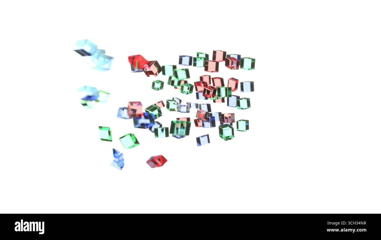 3d fake game Color glass boxes on white bg 3d render Stock Photo - Alamy