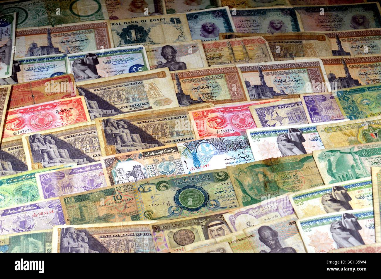 various banknotes of different countries of the world, of different ...