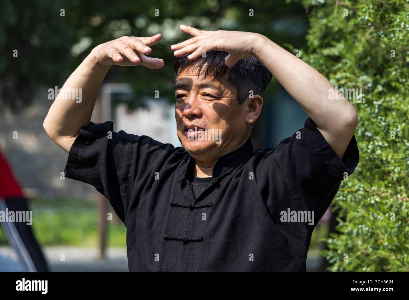 Chinese man performing Tai Chi near the Temple of Heaven, Beijing ...