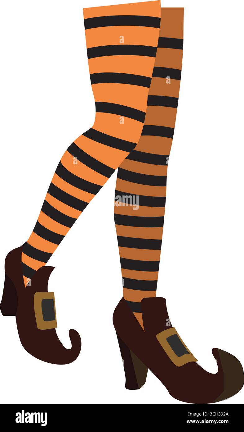 Halloween Witch Legs Flying on Broomstick Stock Vector Image & Art - Alamy