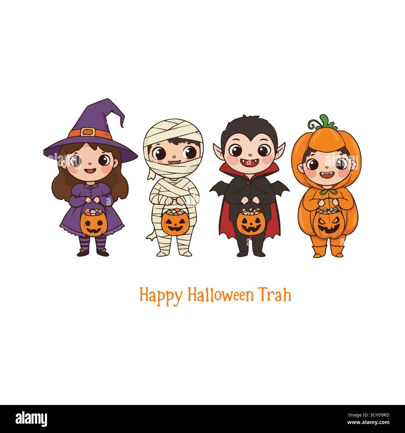 Kids costumes happy halloween Stock Vector Images - Alamy