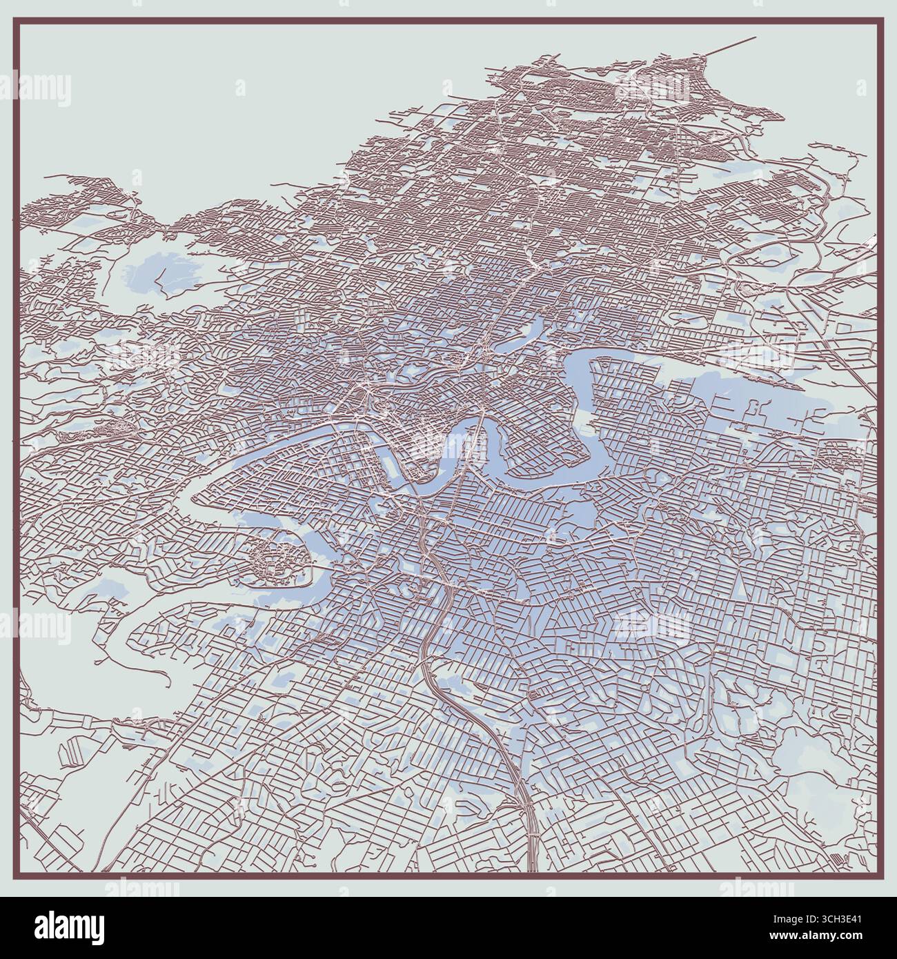 Brisbane City in Australia street road map,vector outline illustration ...