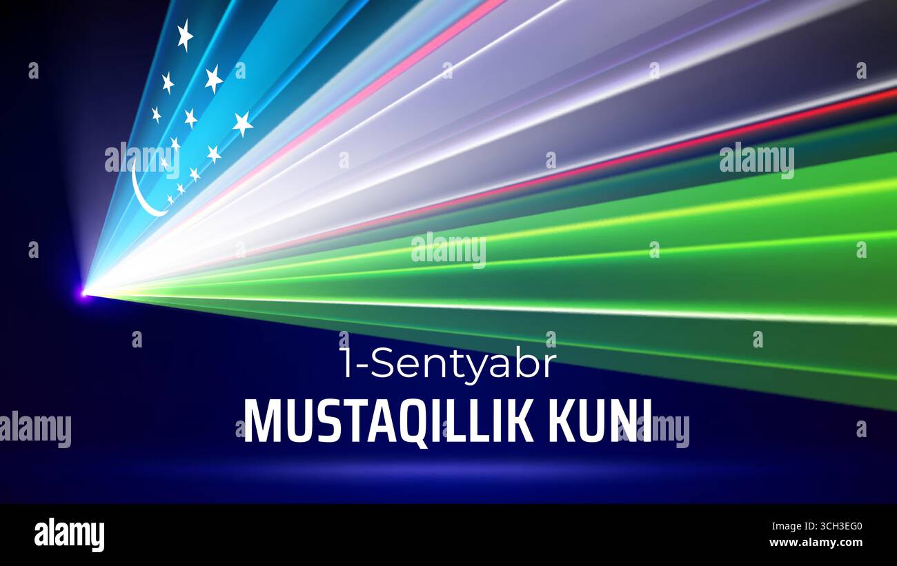 September 1, uzbekistan independence day. Uzbek flag laser light show ...