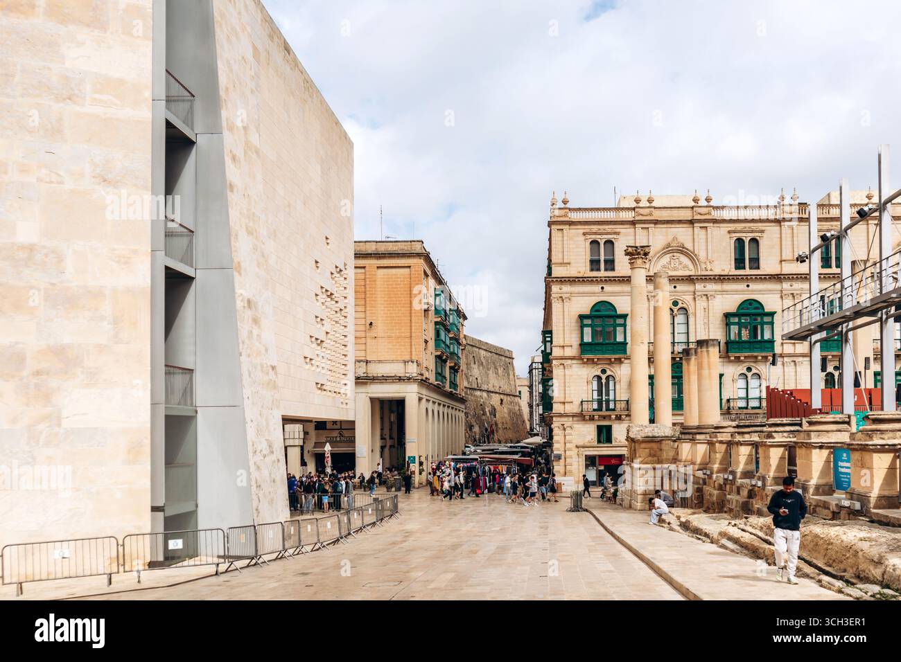 Valletta, Malta – April 10, 2025: Central square with neoclassical ...