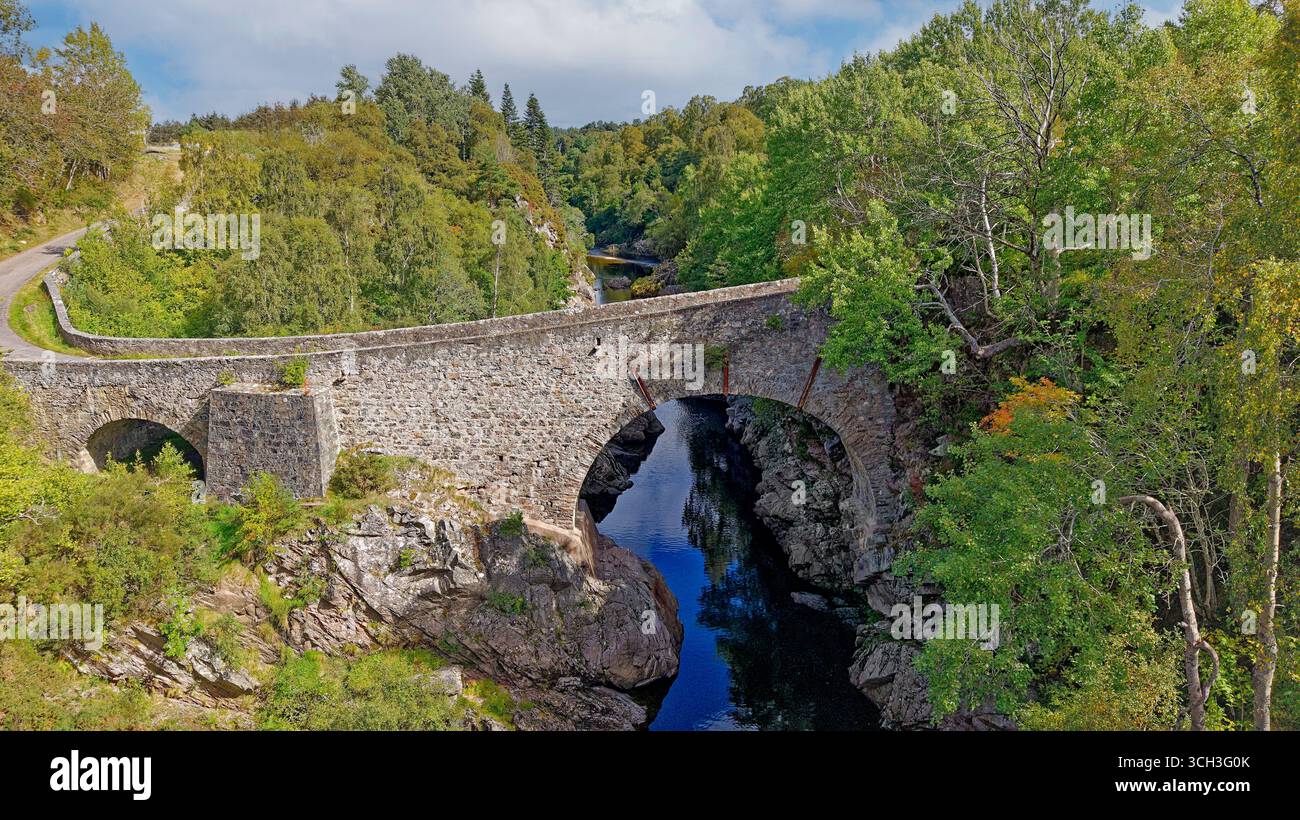 Dulsie Bridge River Findhorn Nairnshire Scotland built 1755 two arches ...