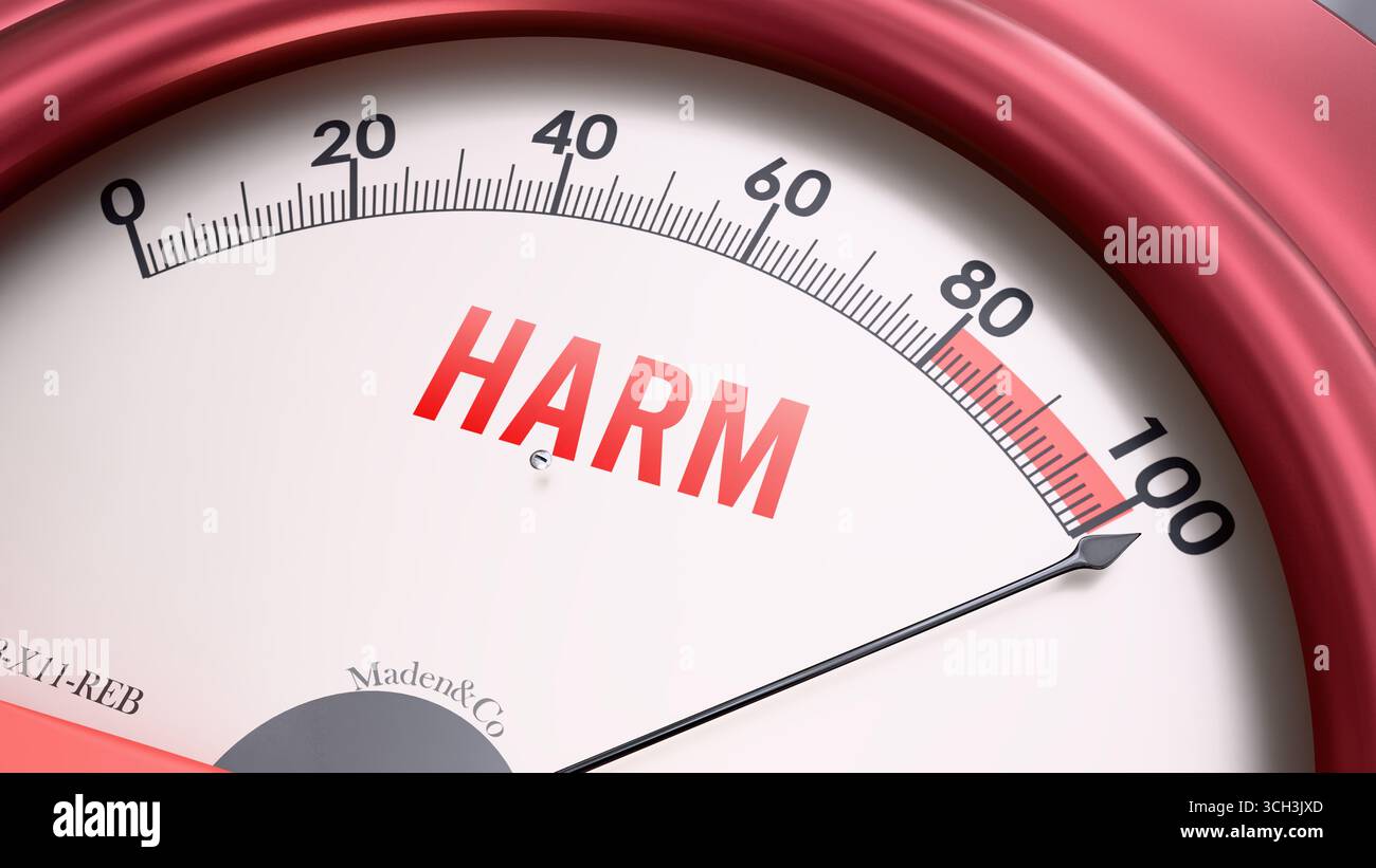 Harm that is hitting a full scale, rising values, showing a very high ...
