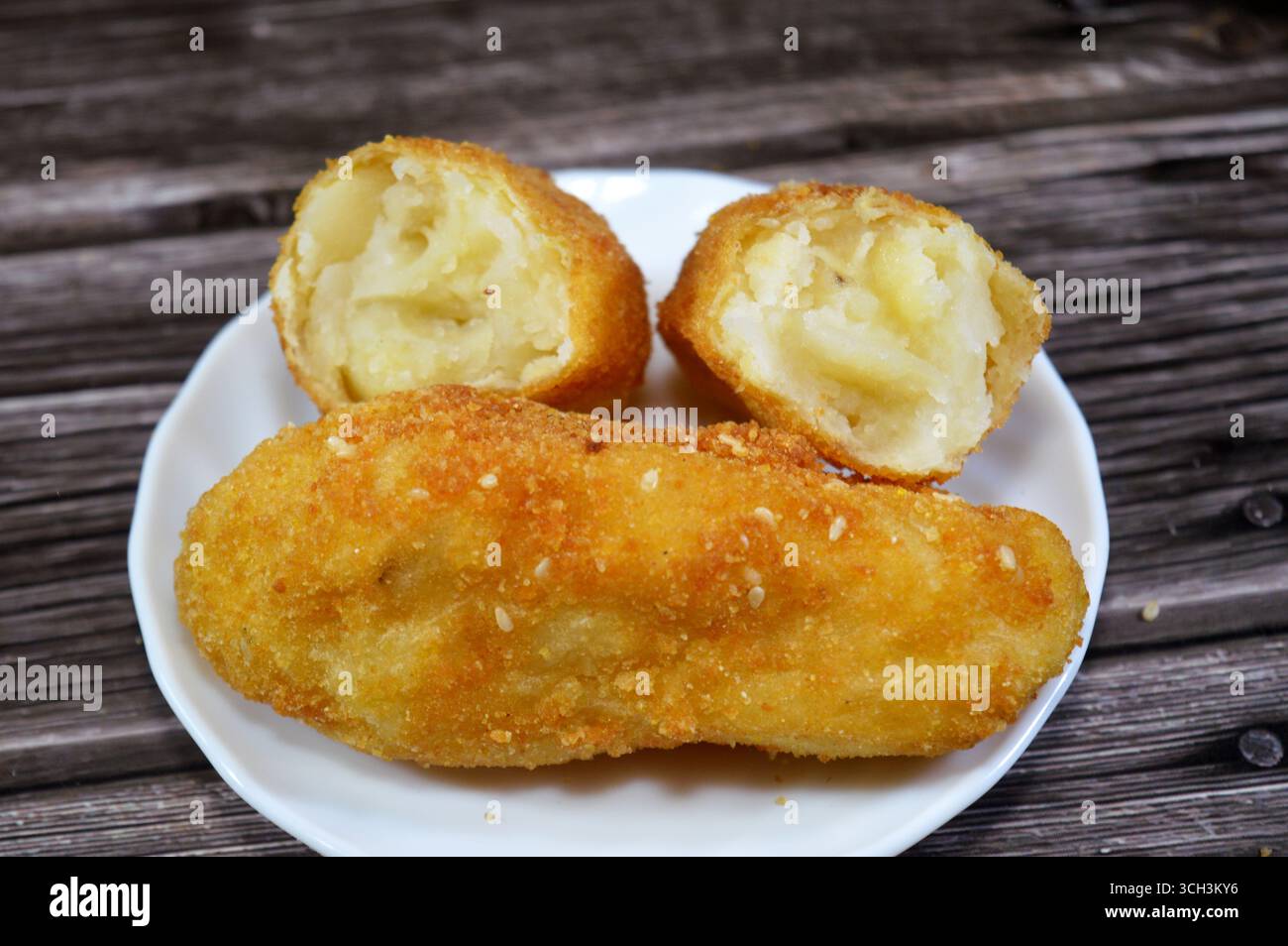 Potato Croquettes, croquette is a deep fried roll in French cuisine, a ...